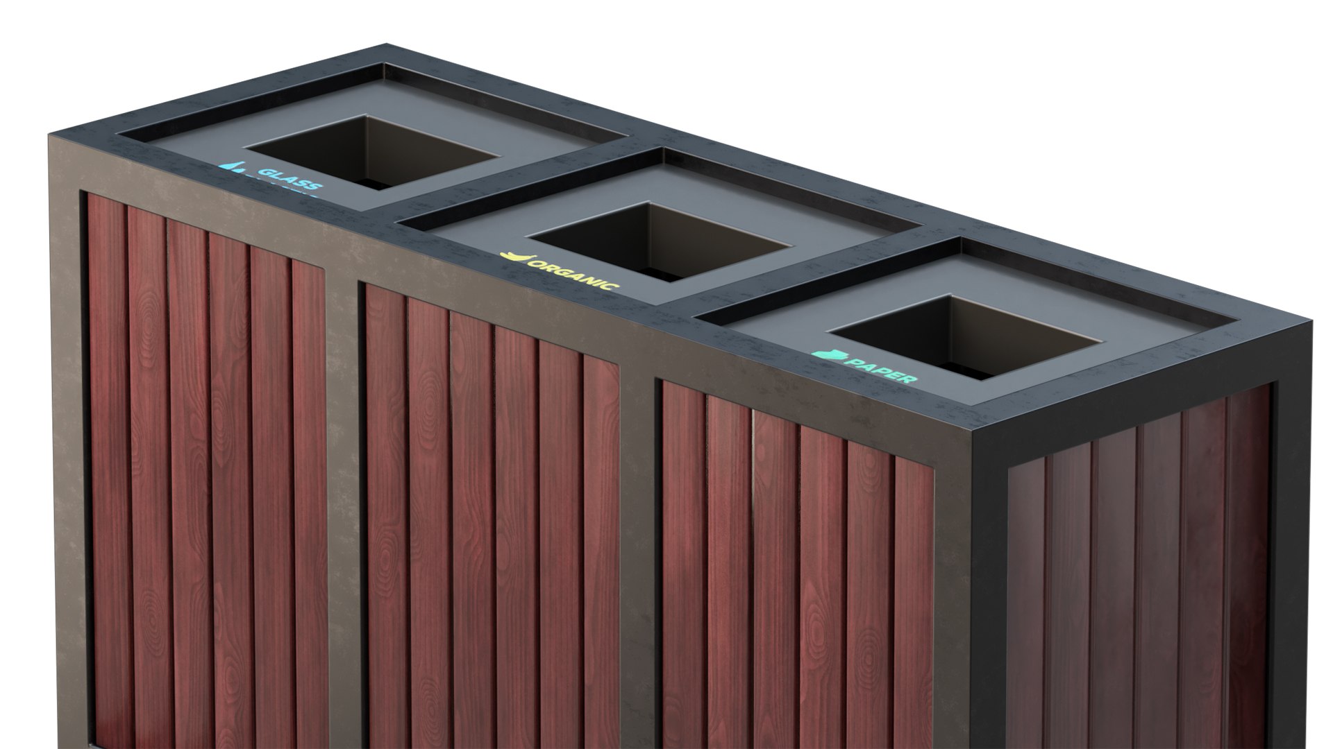 3D Set Of Benches With Recycling Bins Model - TurboSquid 1872088