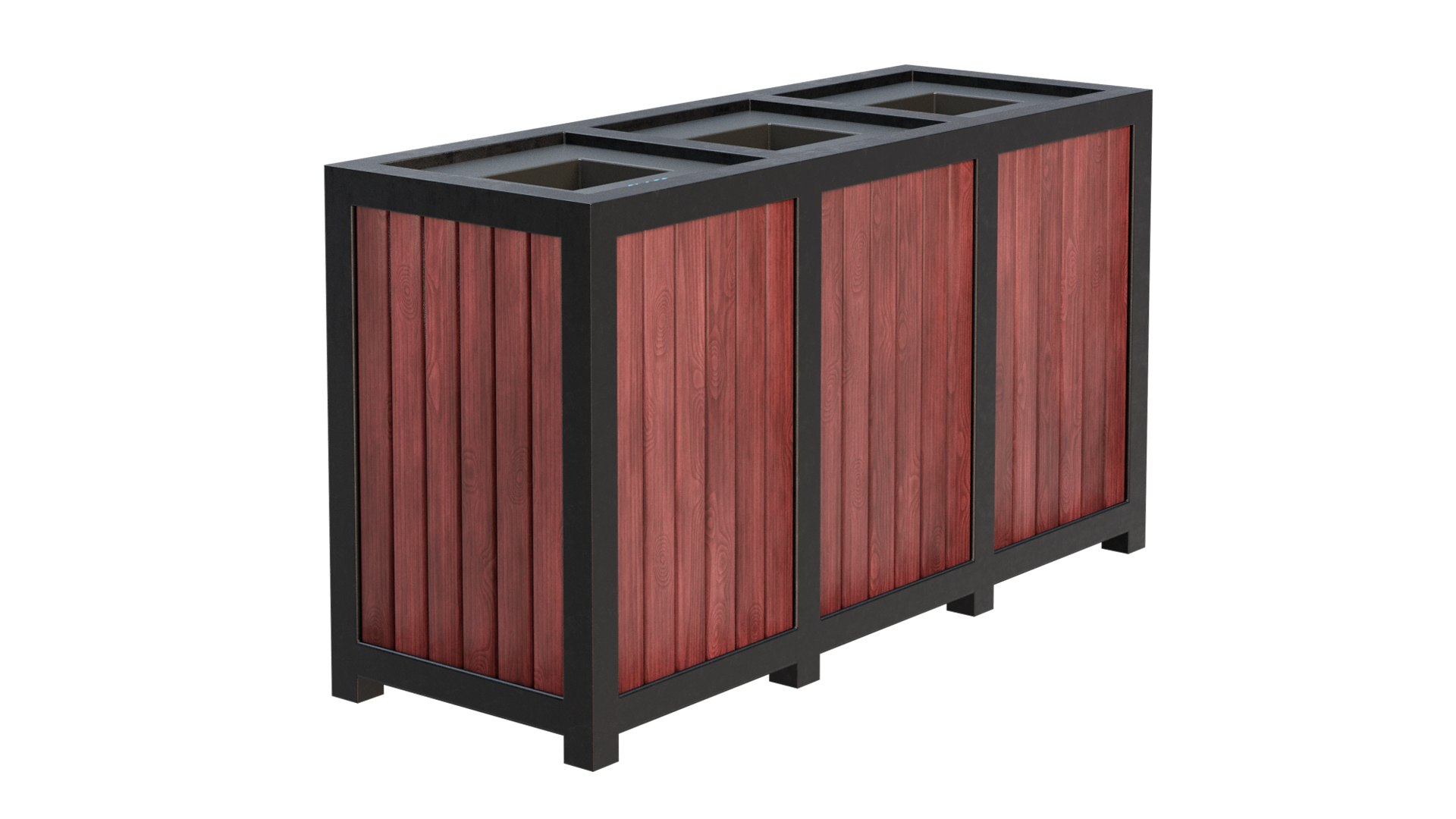3D Set Of Benches With Recycling Bins Model - TurboSquid 1872088