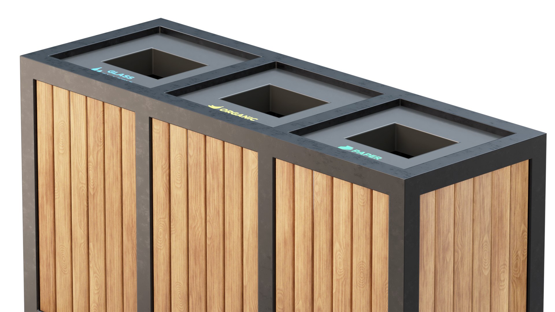3D Set Of Benches With Recycling Bins Model - TurboSquid 1872088