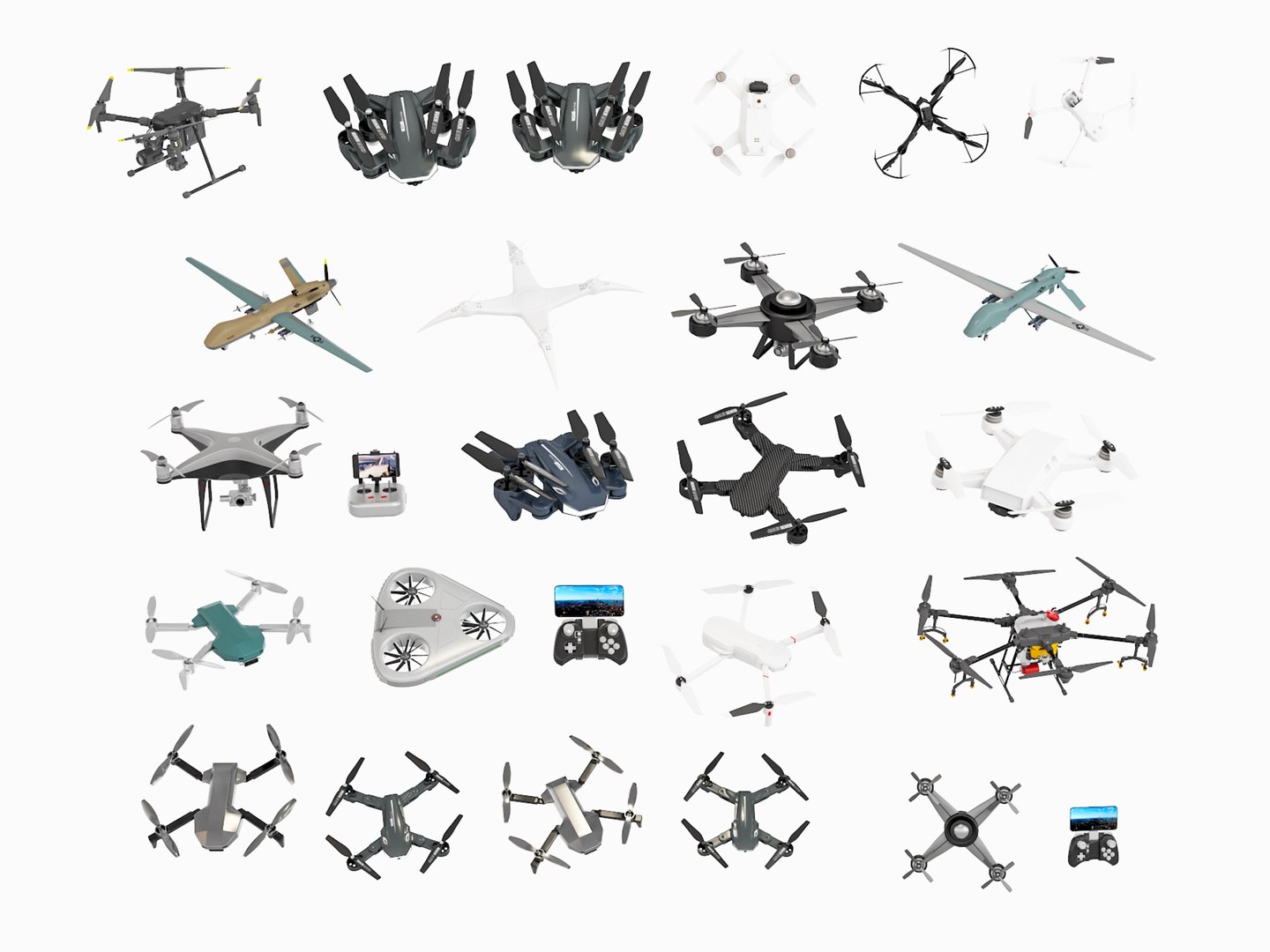 3D Drones Collection Quadcopter Drones Model - TurboSquid 2399093
