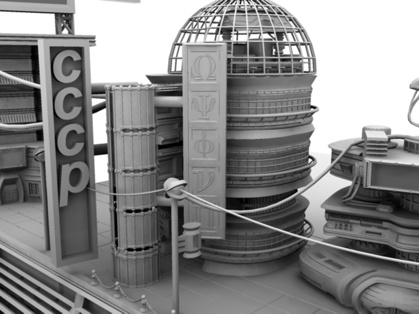 pack futuristic building 3d model