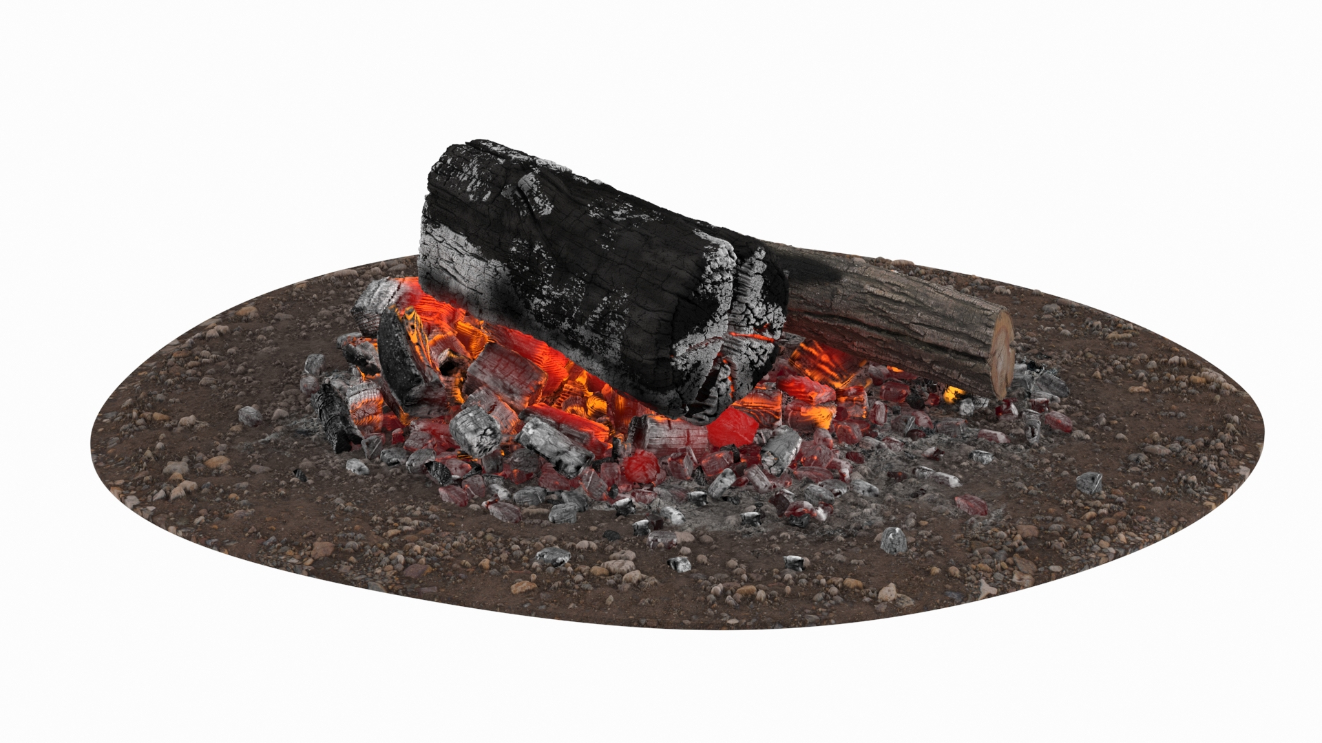 3D Campfire With Glowing Embers And Charred Logs - TurboSquid 2342687