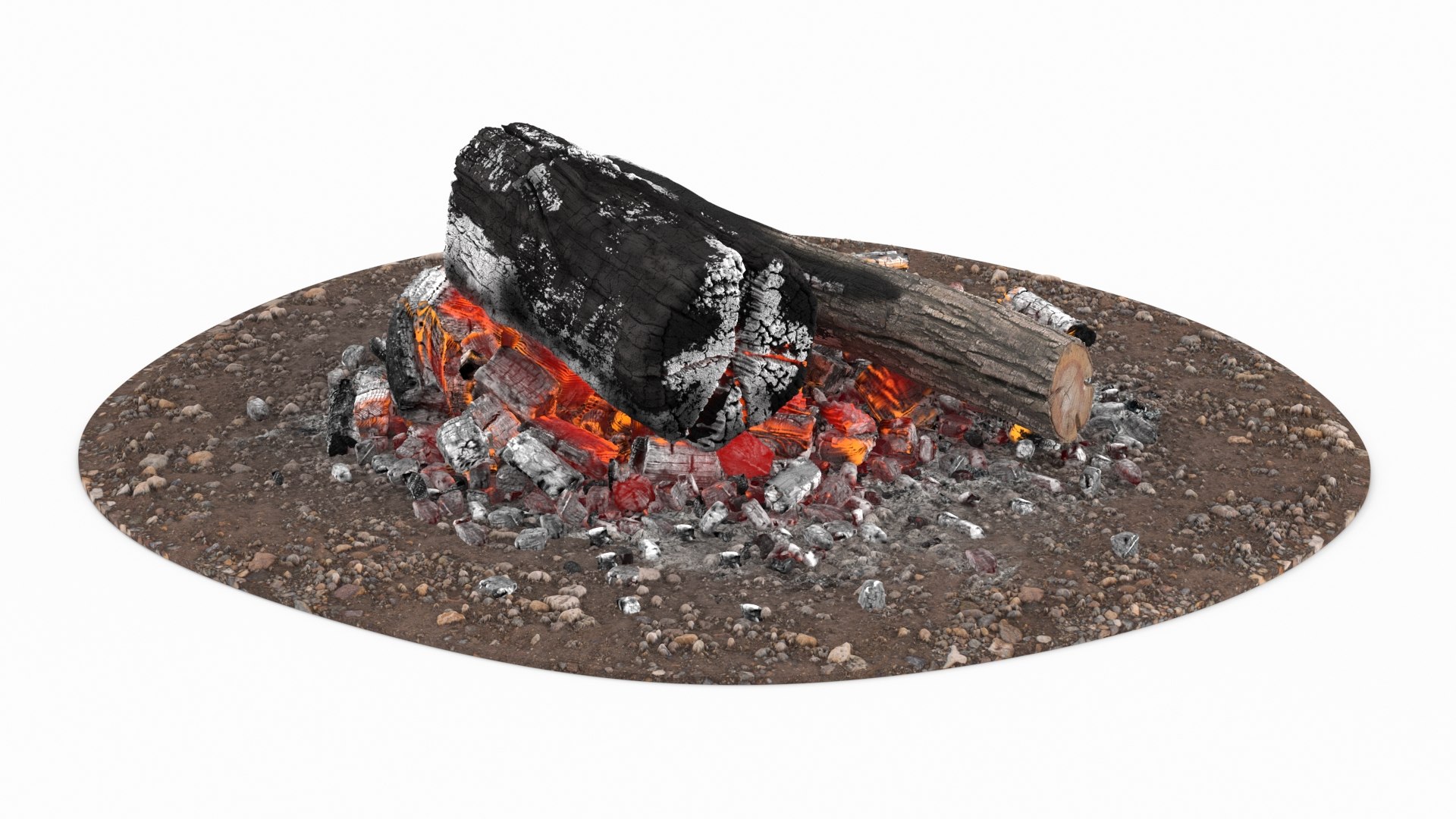 3D Campfire With Glowing Embers And Charred Logs - TurboSquid 2342687