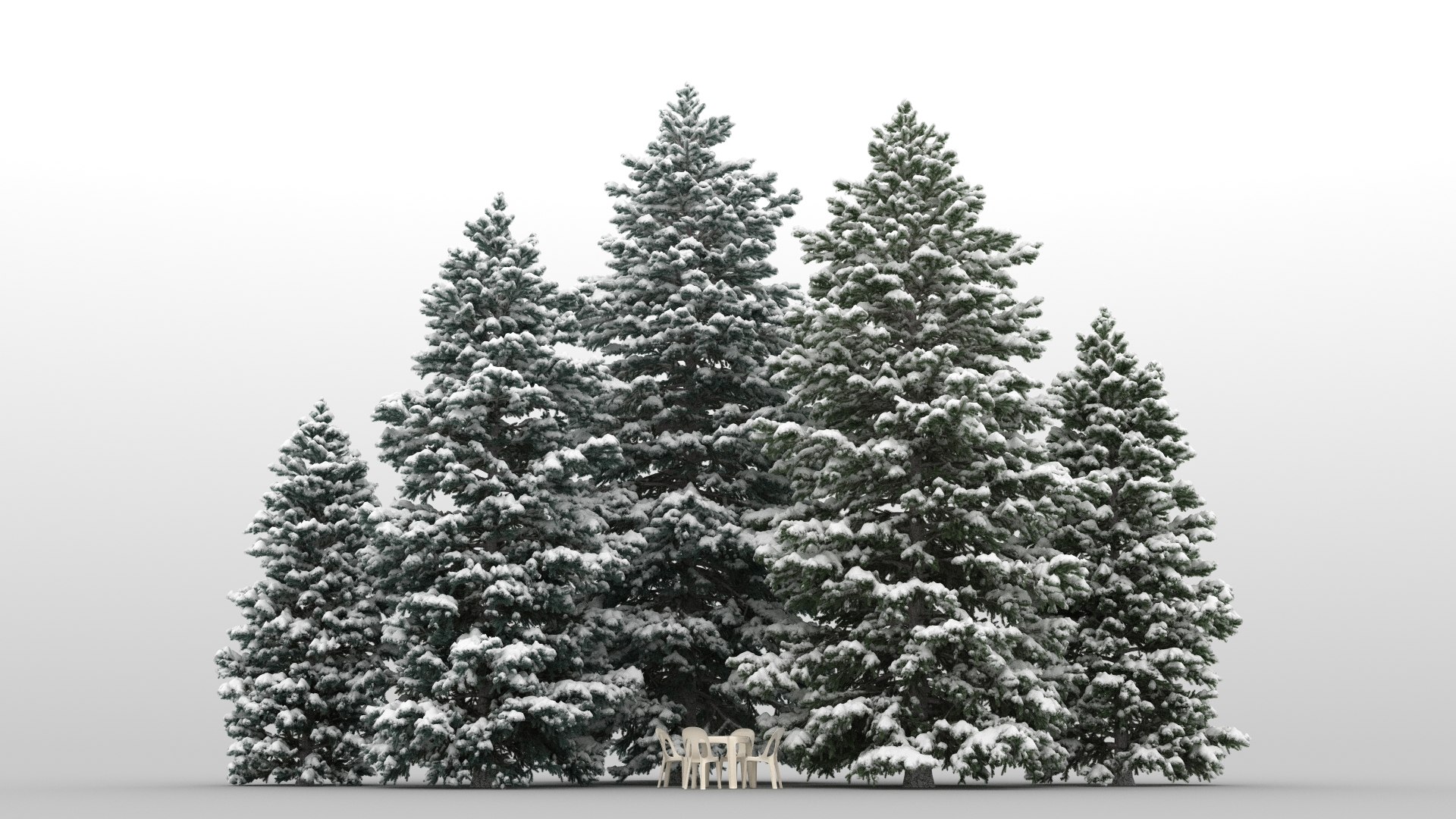 Snowy Fir Trees 3d Model