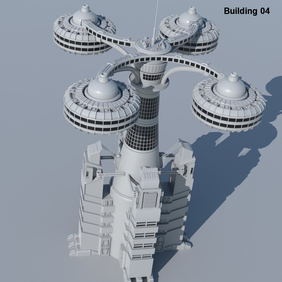 3d Model Pack 4 Futuristic Buildings