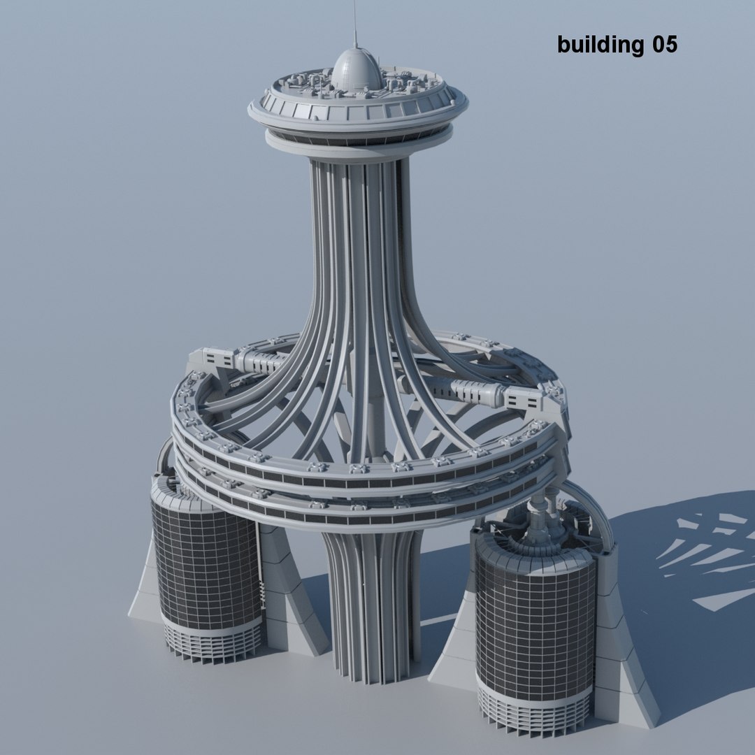 3d Model Pack 4 Futuristic Buildings
