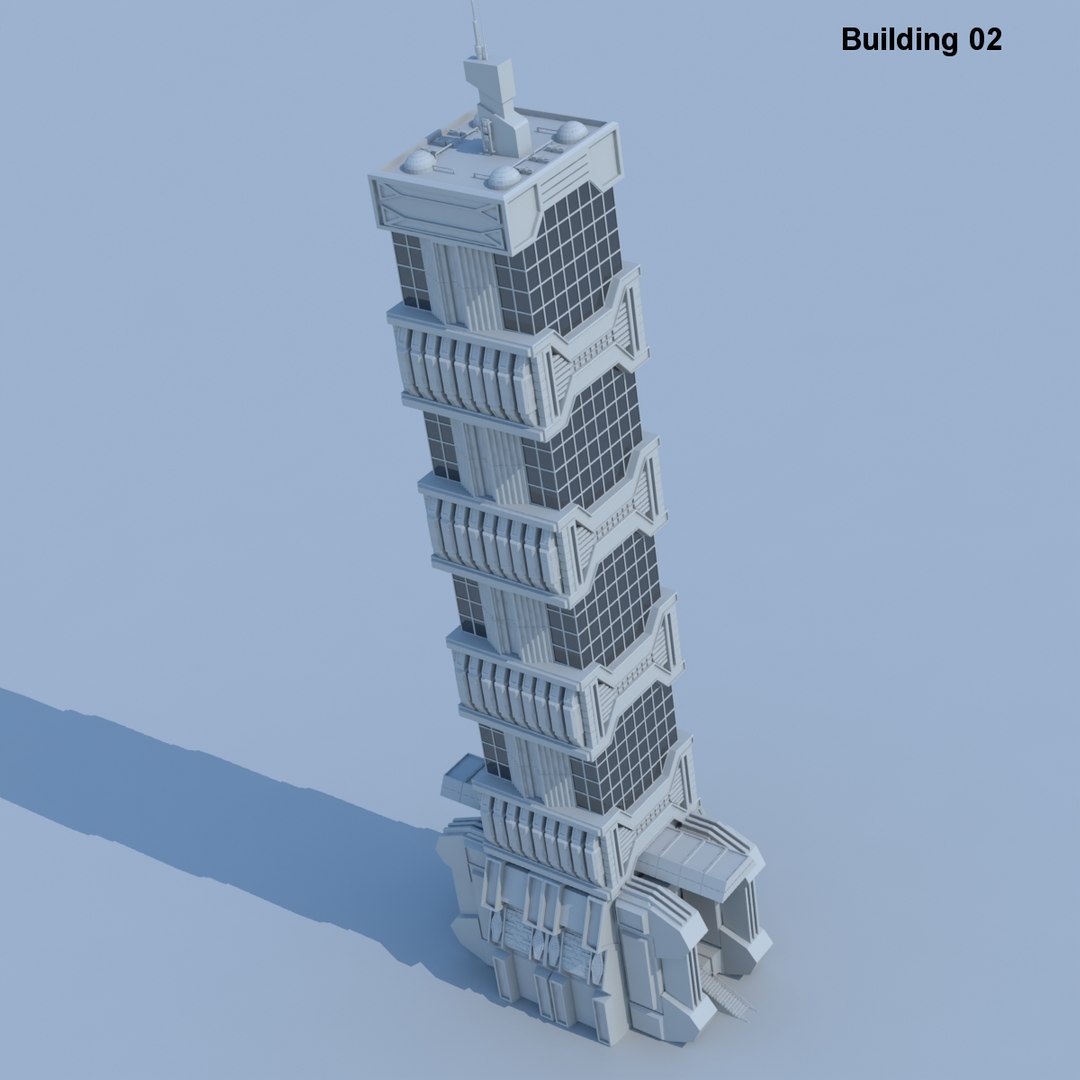 3d Model Pack 4 Futuristic Buildings