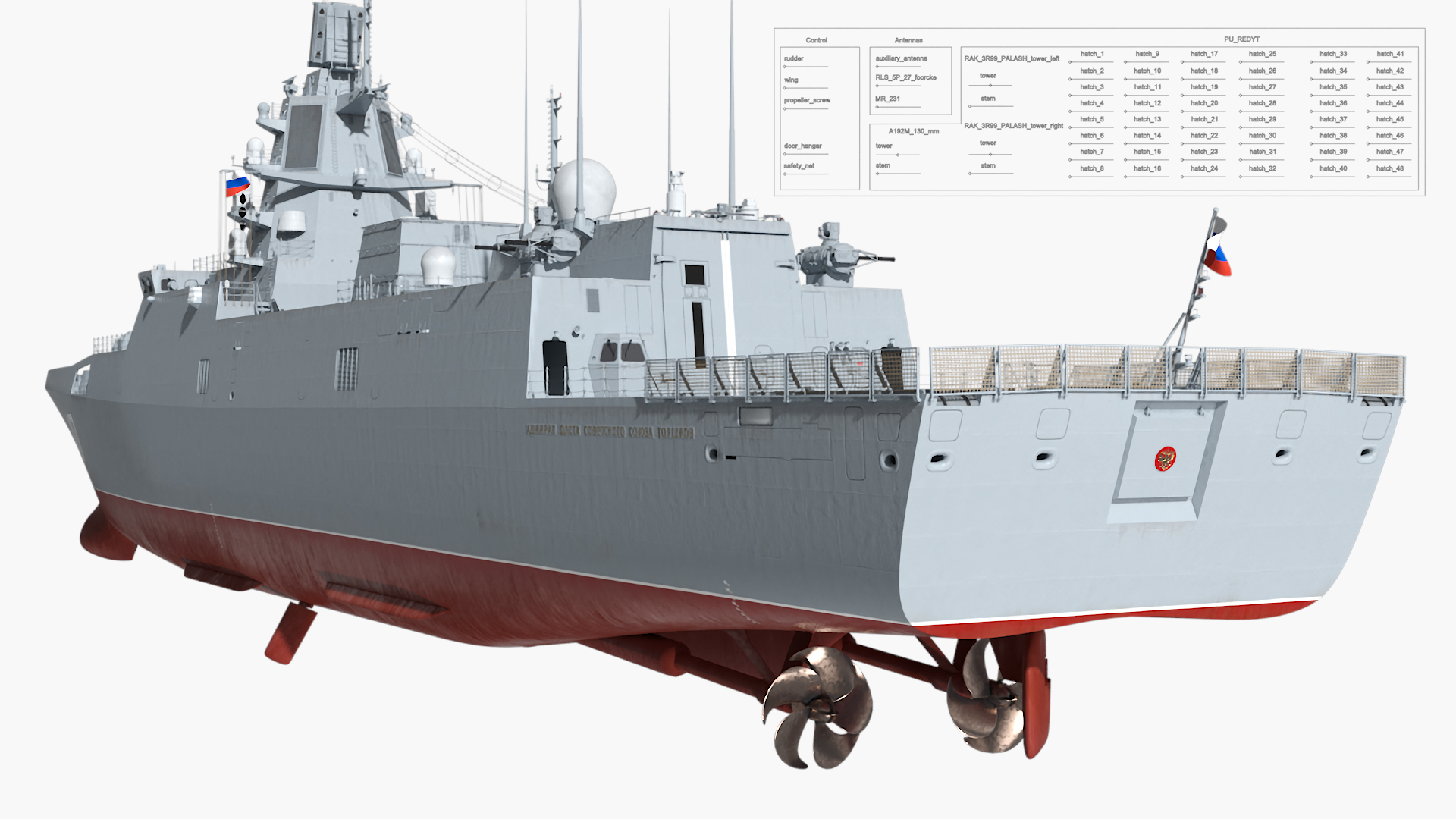 3D Advanced Naval Frigate Project 22350 Rigged Model - TurboSquid 2382851