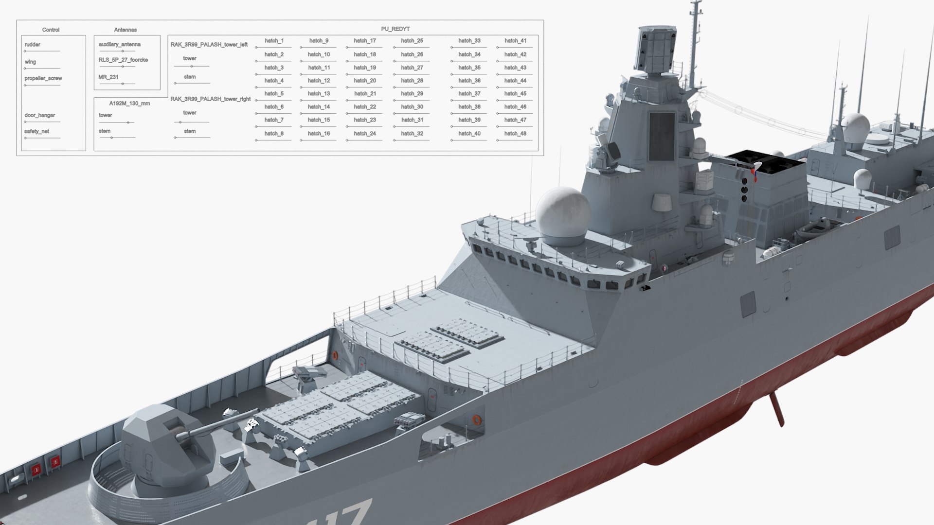 3D Advanced Naval Frigate Project 22350 Rigged Model - TurboSquid 2382851
