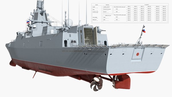 3D модель Усовершенствованный военно-морской фрегат проекта 22350 с вооружением - TurboSquid 2382851
