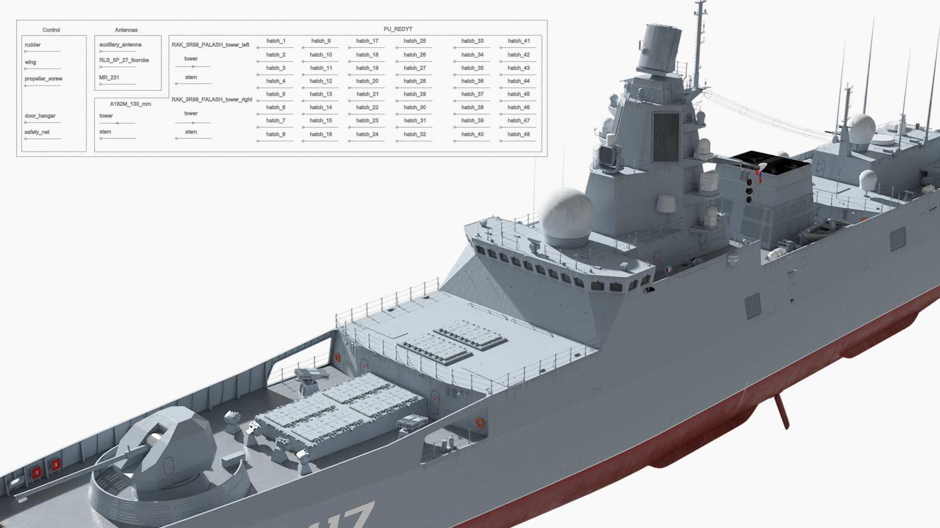 3D Advanced Naval Frigate Project 22350 Rigged Model - TurboSquid 2382851