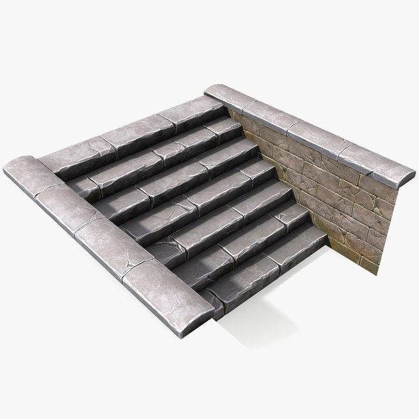 3D stone stairs stylized - TurboSquid 1449524