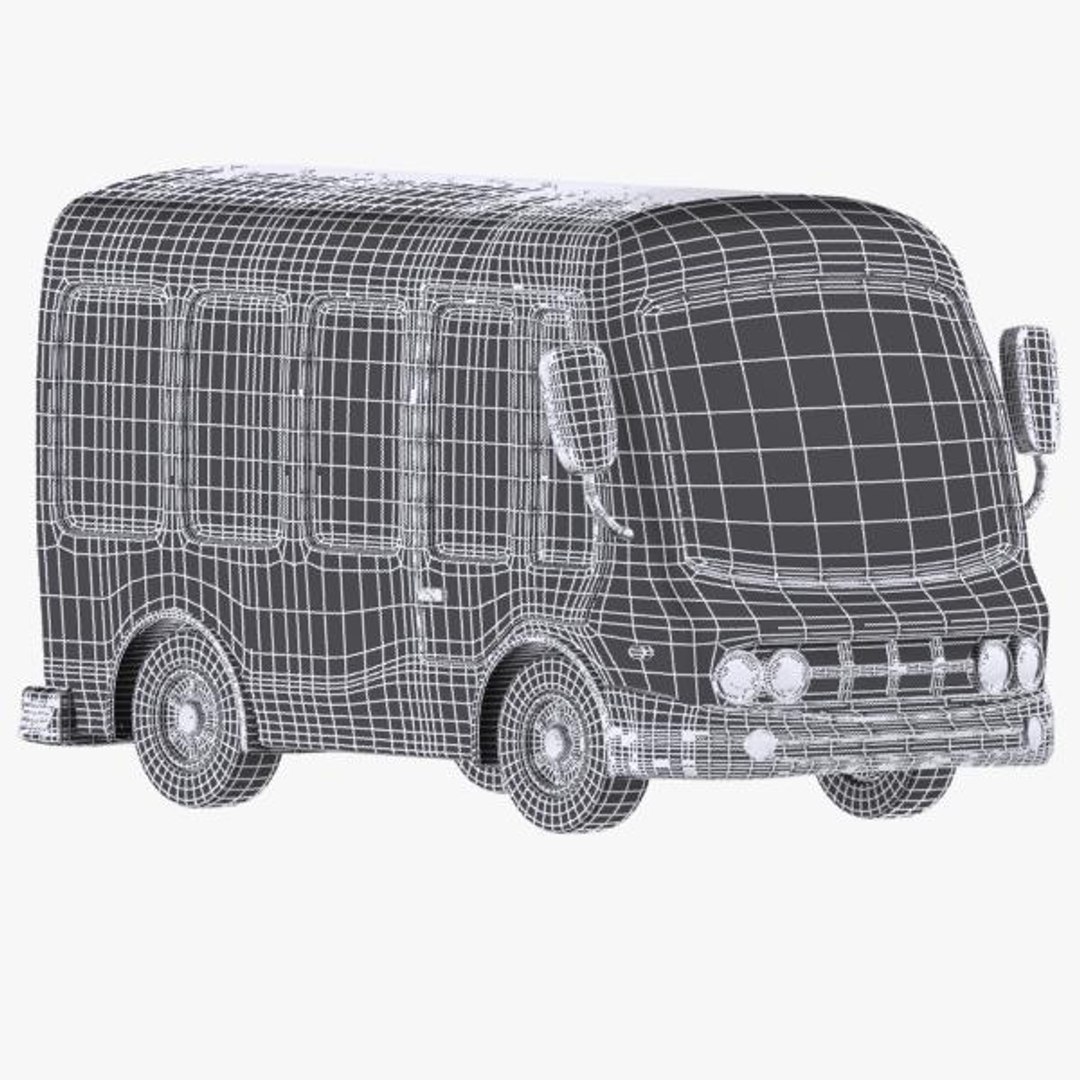 3d Cartoon Minibus Bus Model