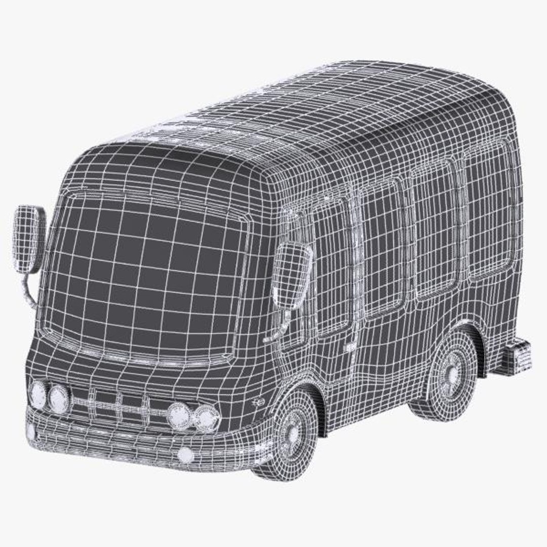 3d Cartoon Minibus Bus Model