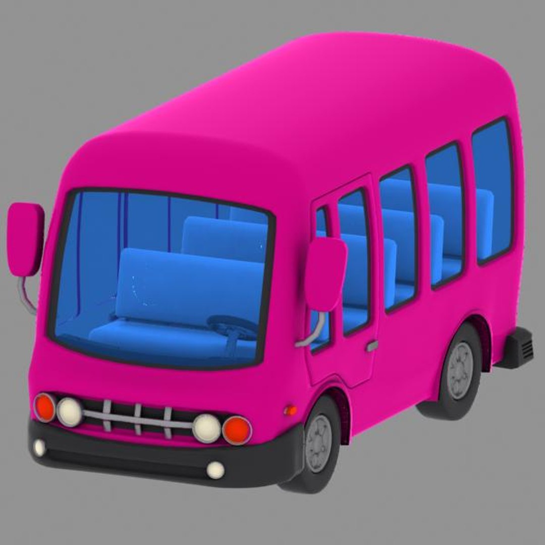 3d Cartoon Minibus Bus Model