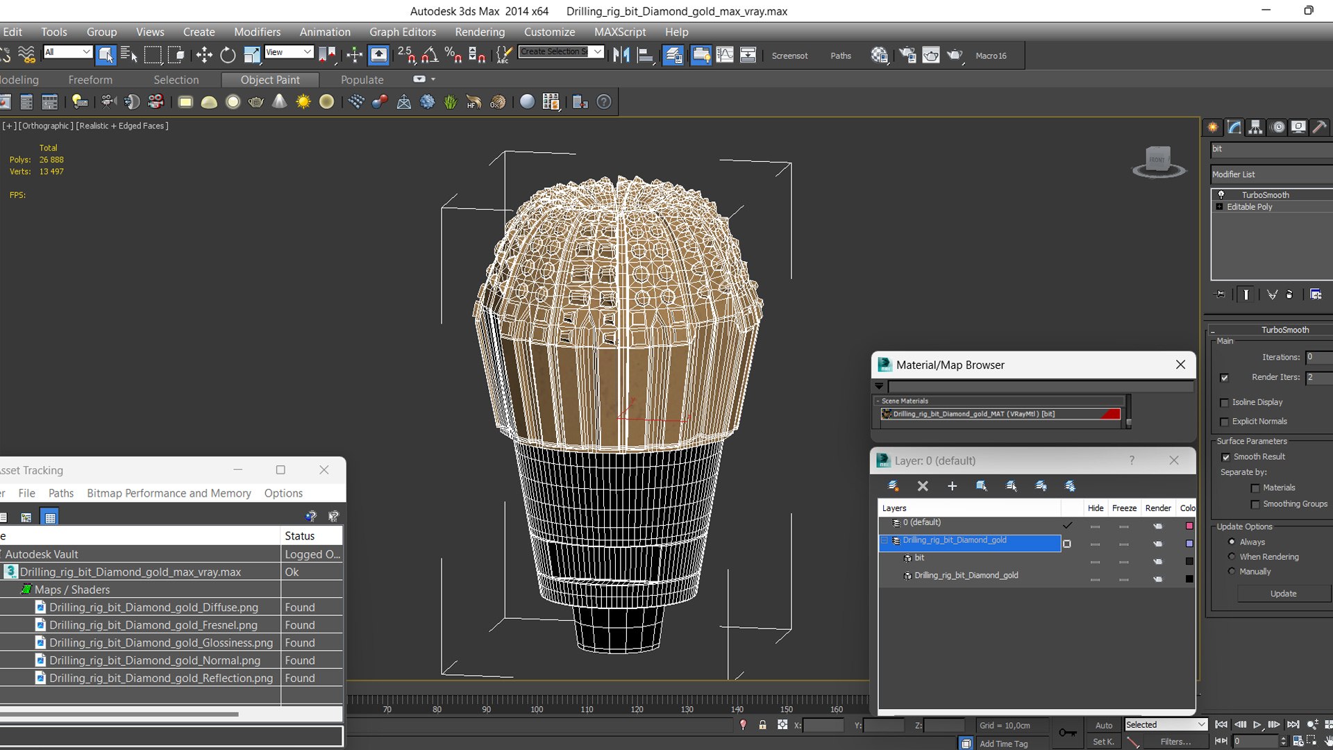 3D Drilling Rig Bit Diamond Gold Model - TurboSquid 2277695