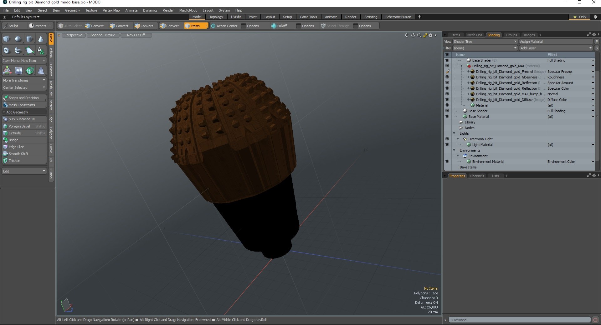 3D Drilling Rig Bit Diamond Gold Model - TurboSquid 2277695