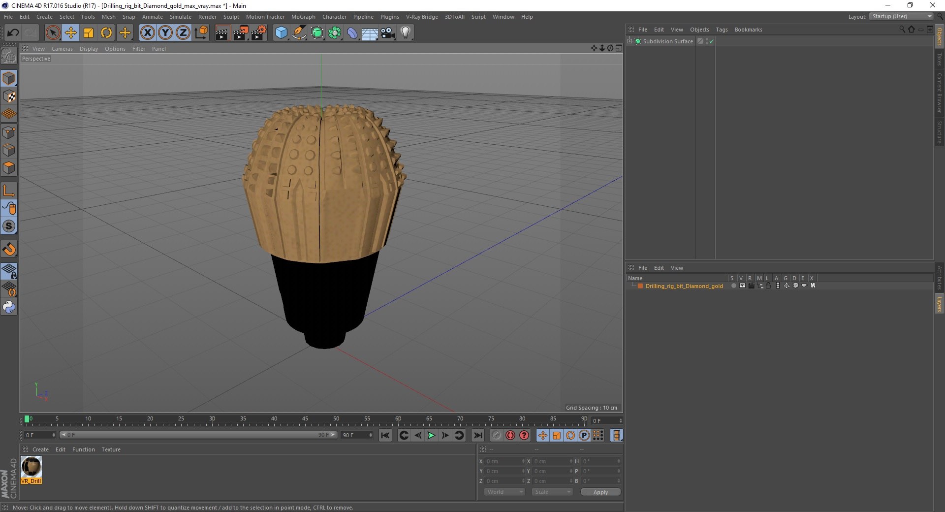 3D Drilling Rig Bit Diamond Gold Model - TurboSquid 2277695