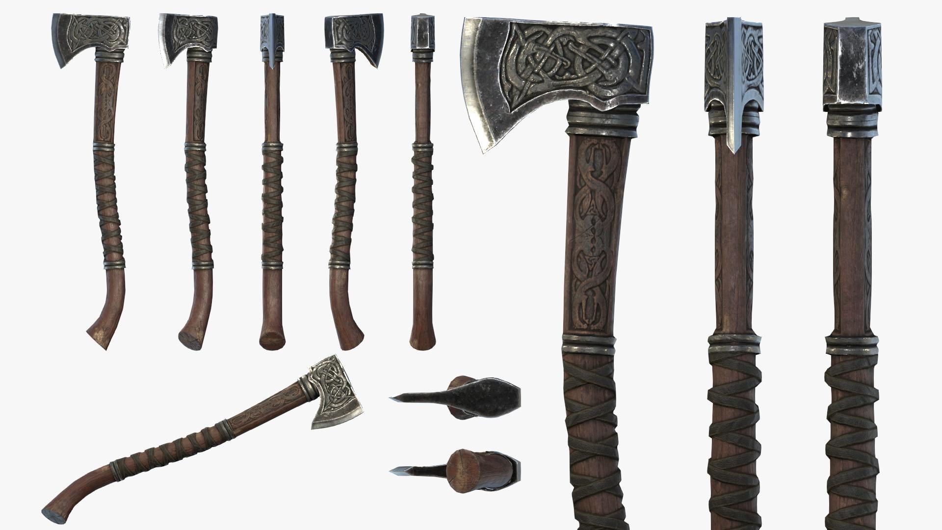 3D Fantasy Axe RPG Felling Axe Splitting Broadaxe Broad Bearded ...