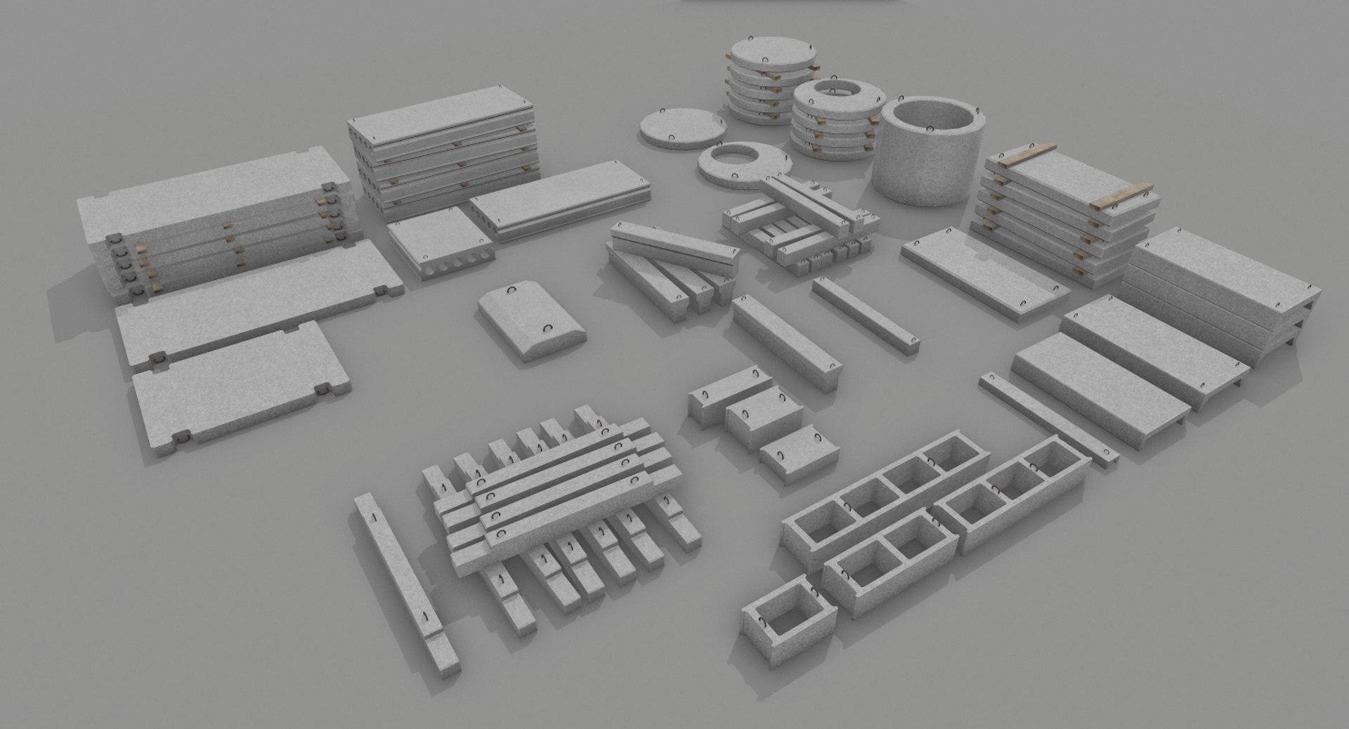 3d Concrete Building Components Model