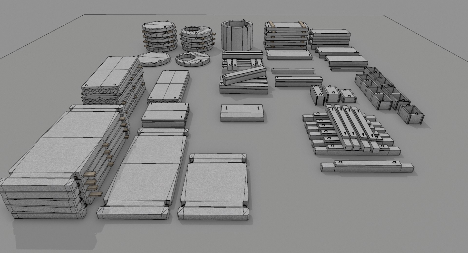 3d Concrete Building Components Model