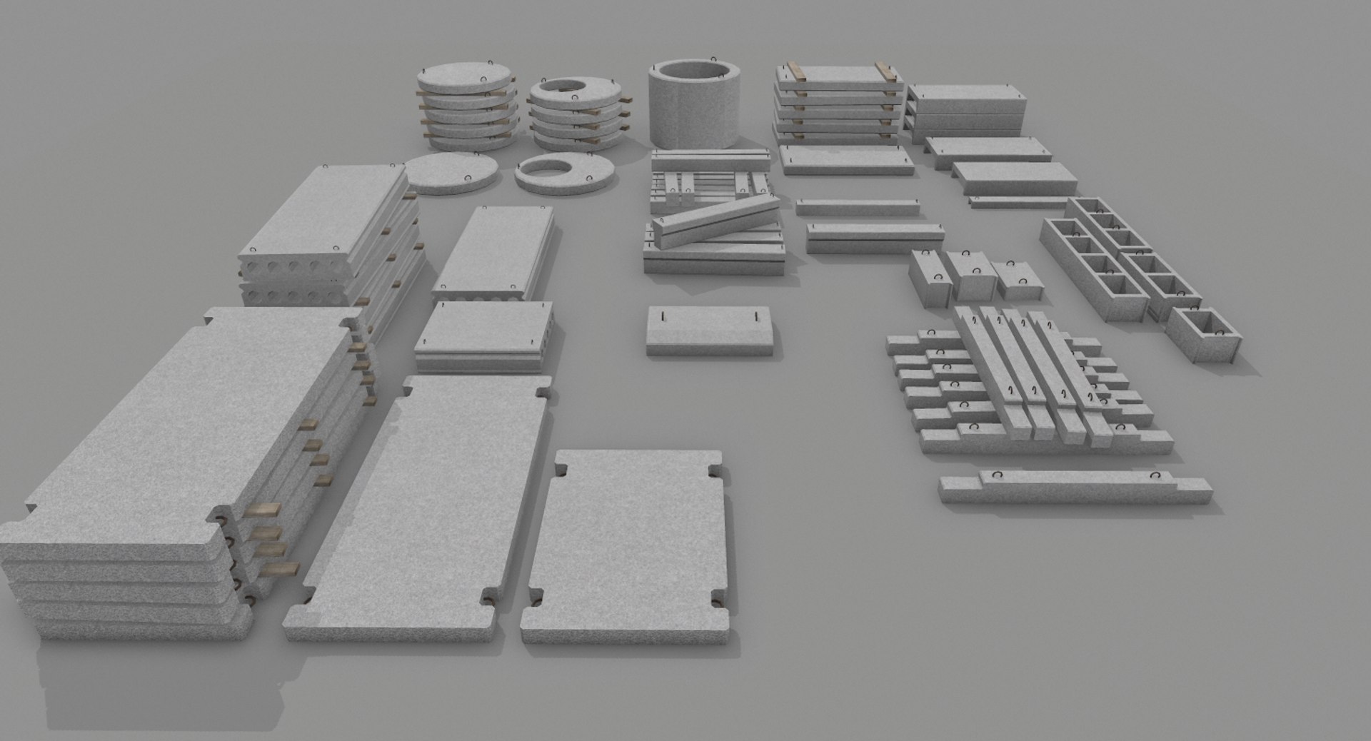 3d Concrete Building Components Model