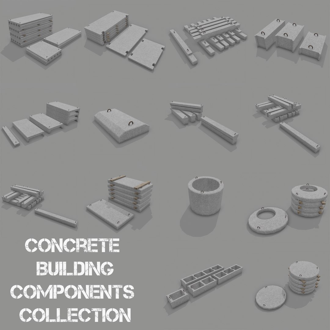 3d Concrete Building Components Model