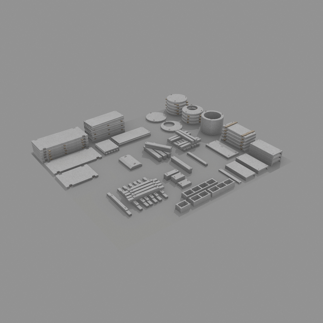 3d Concrete Building Components Model