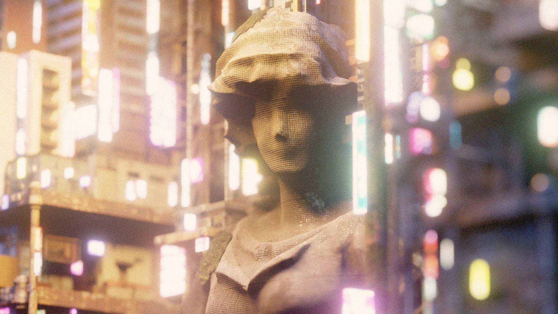 3D Cyberpunk Statue City - TurboSquid 1833900