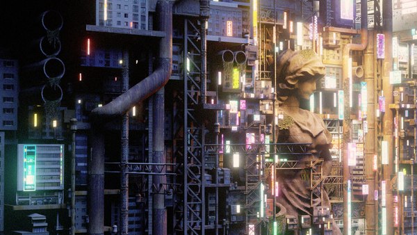 3D Cyberpunk Statue City - TurboSquid 1833900