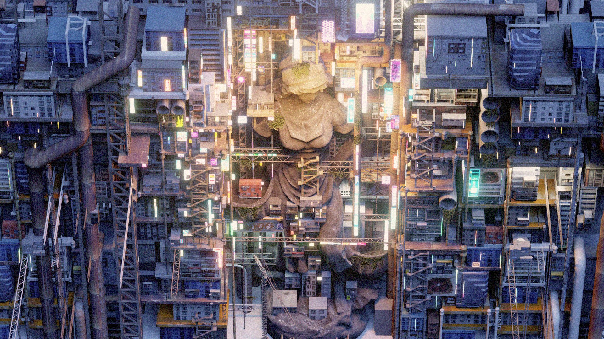 3D Cyberpunk Statue City - TurboSquid 1833900