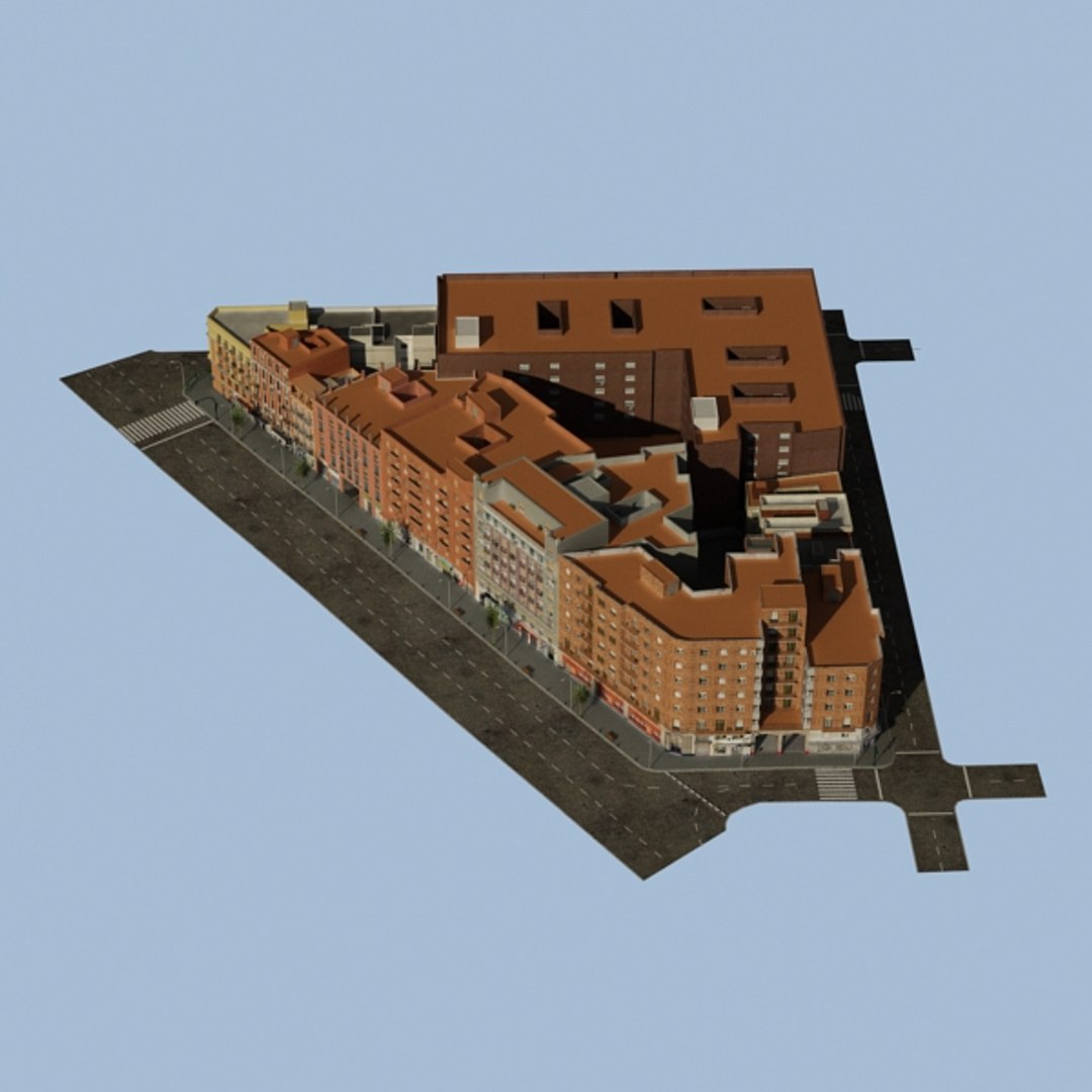 3d model european city block 03