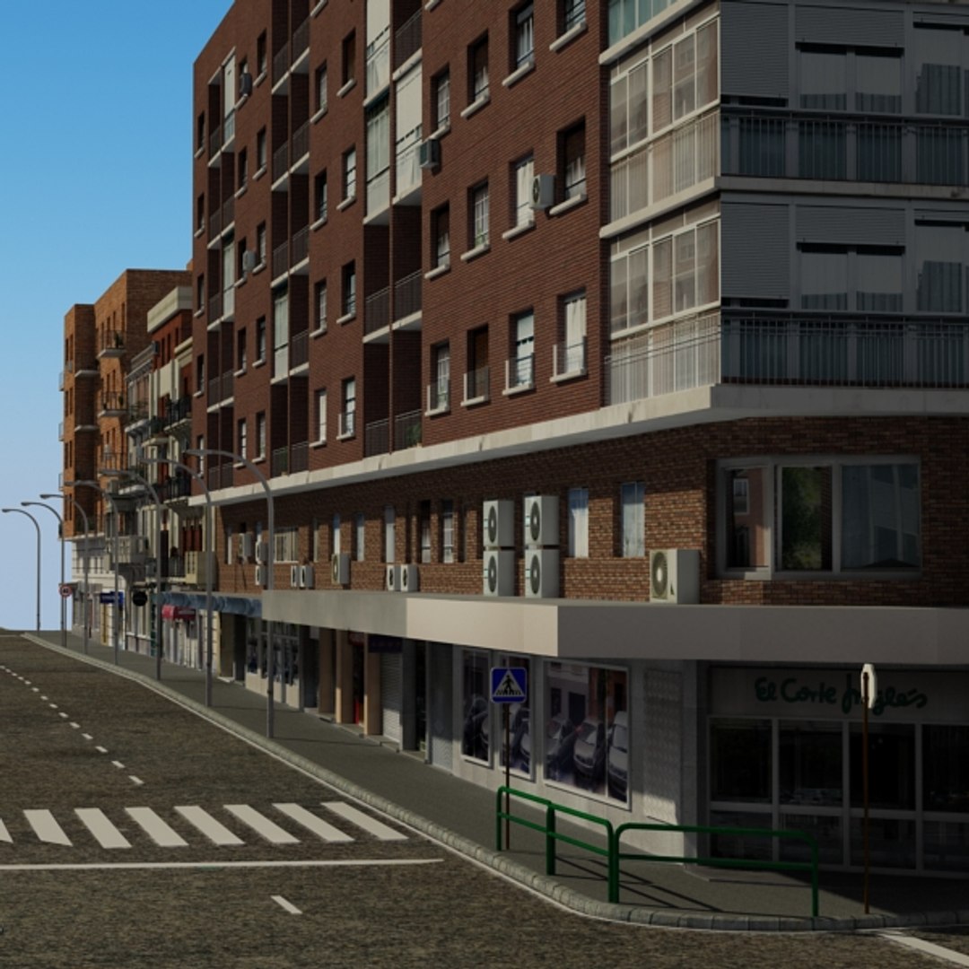 3d model european city block 03