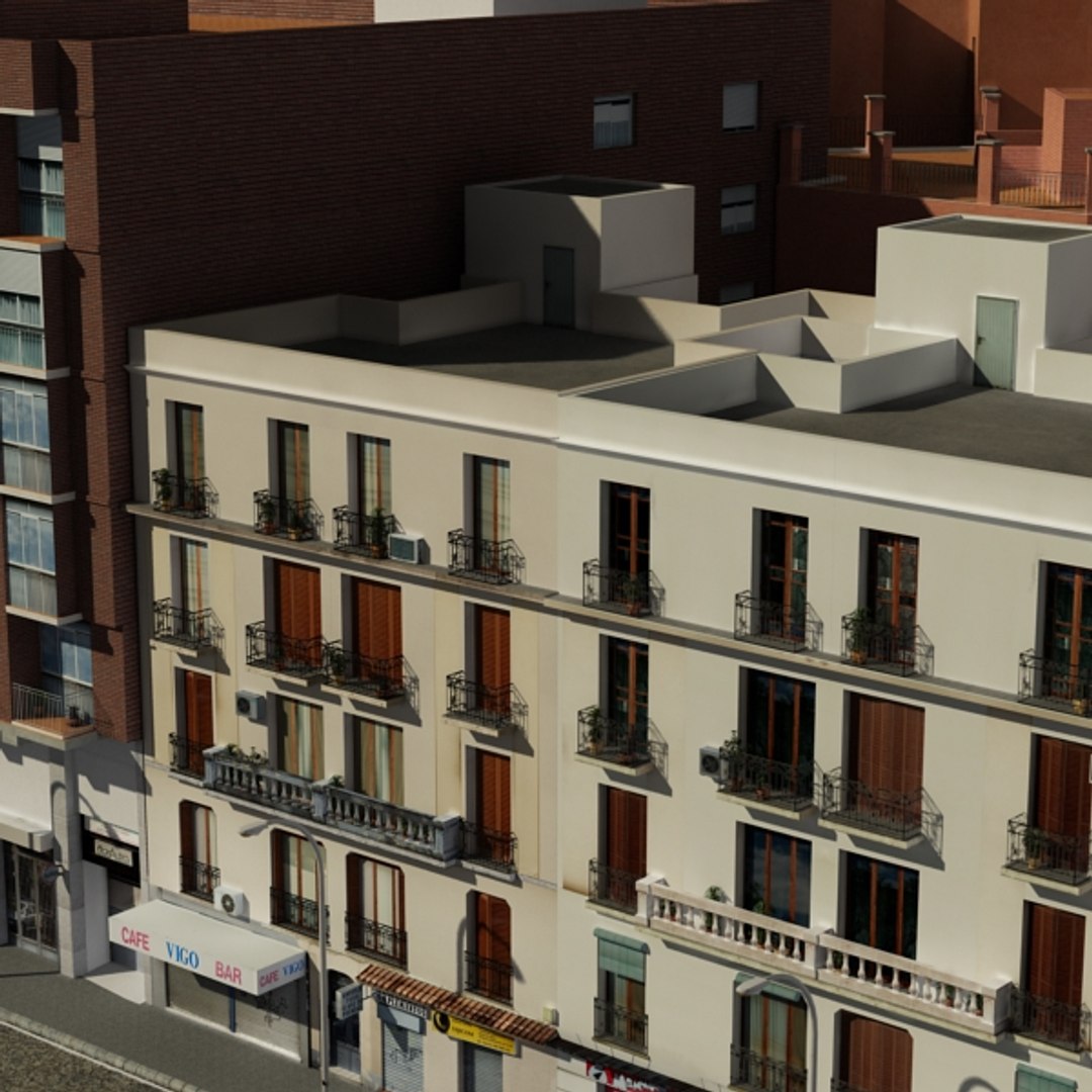 3d model european city block 03