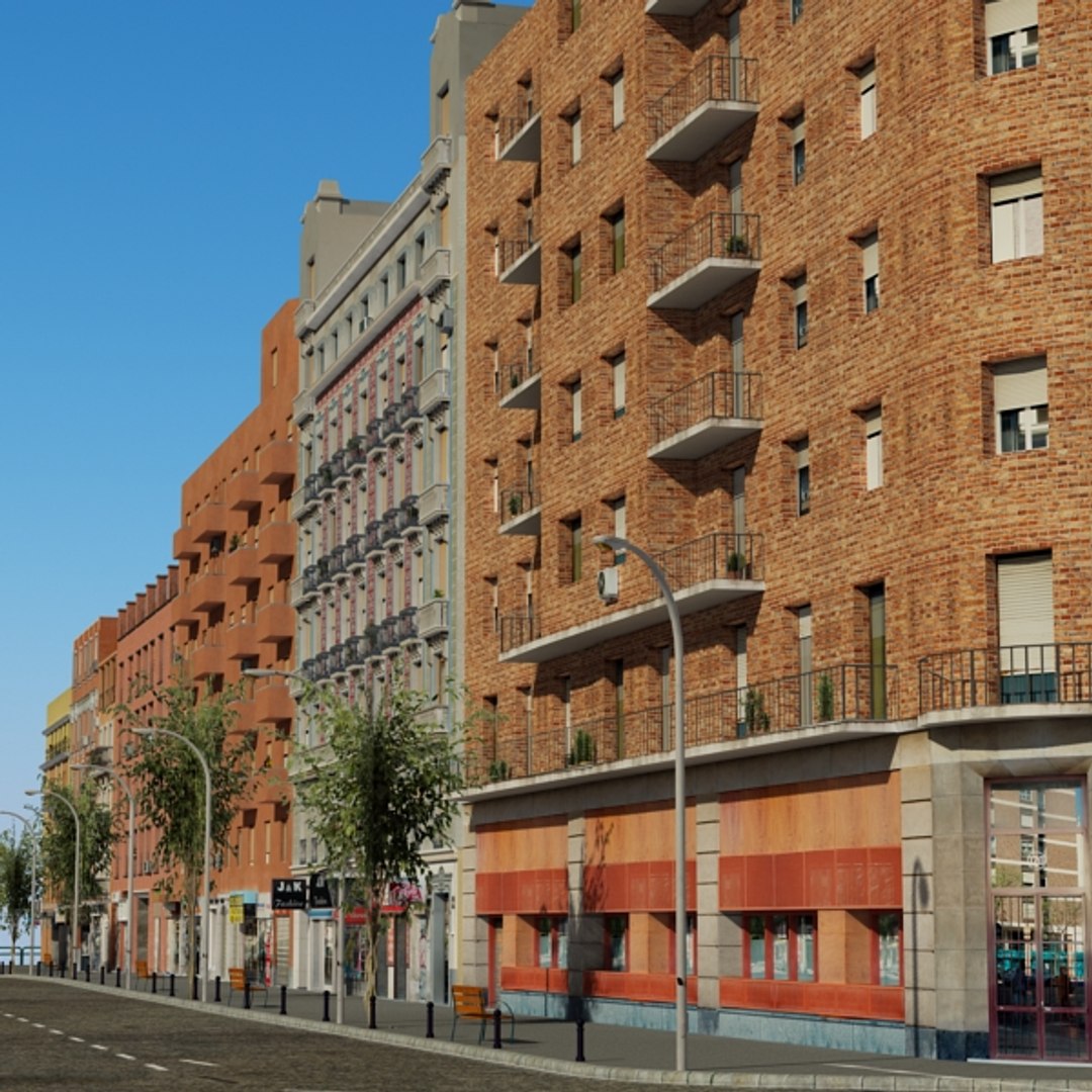 3d model european city block 03