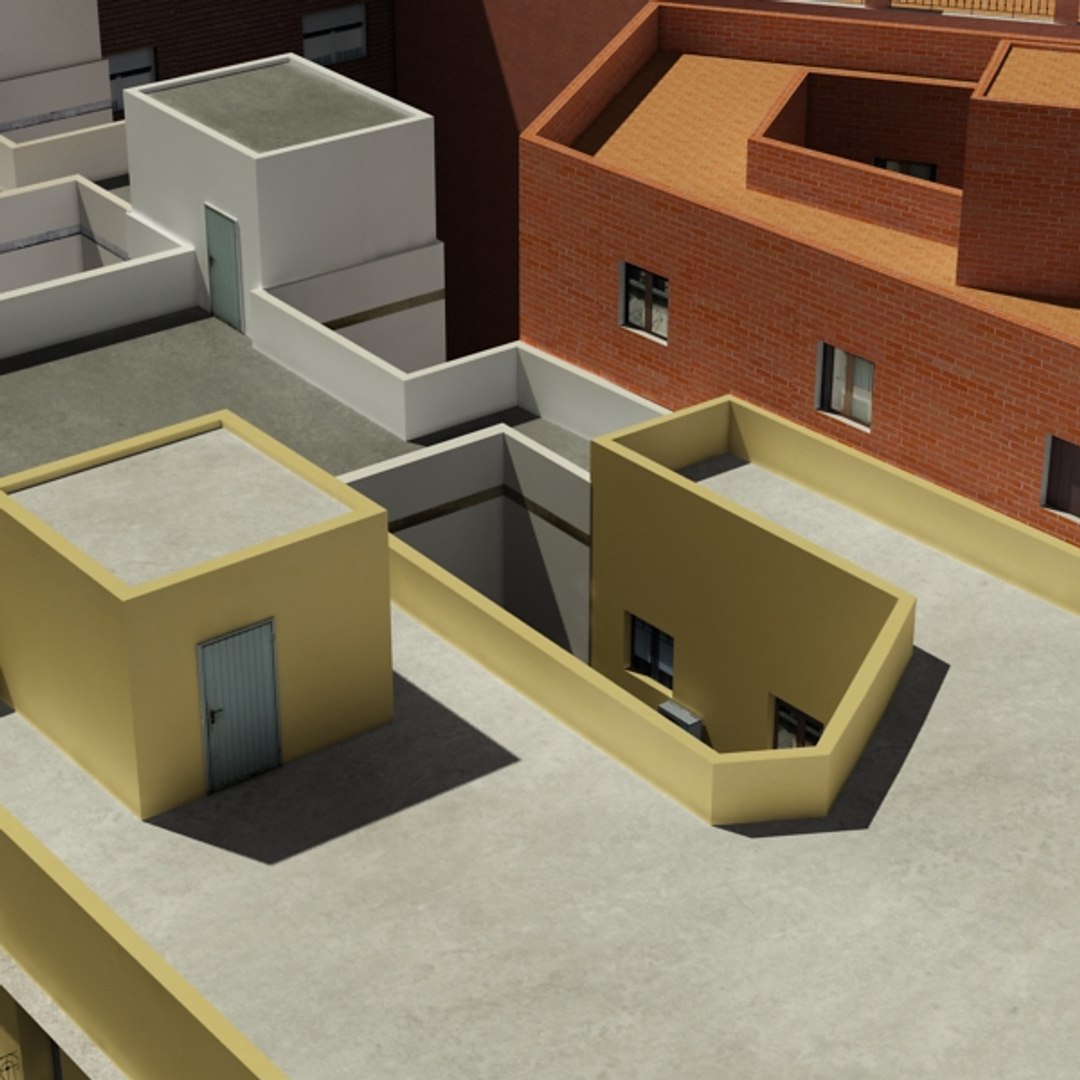 3d model european city block 03