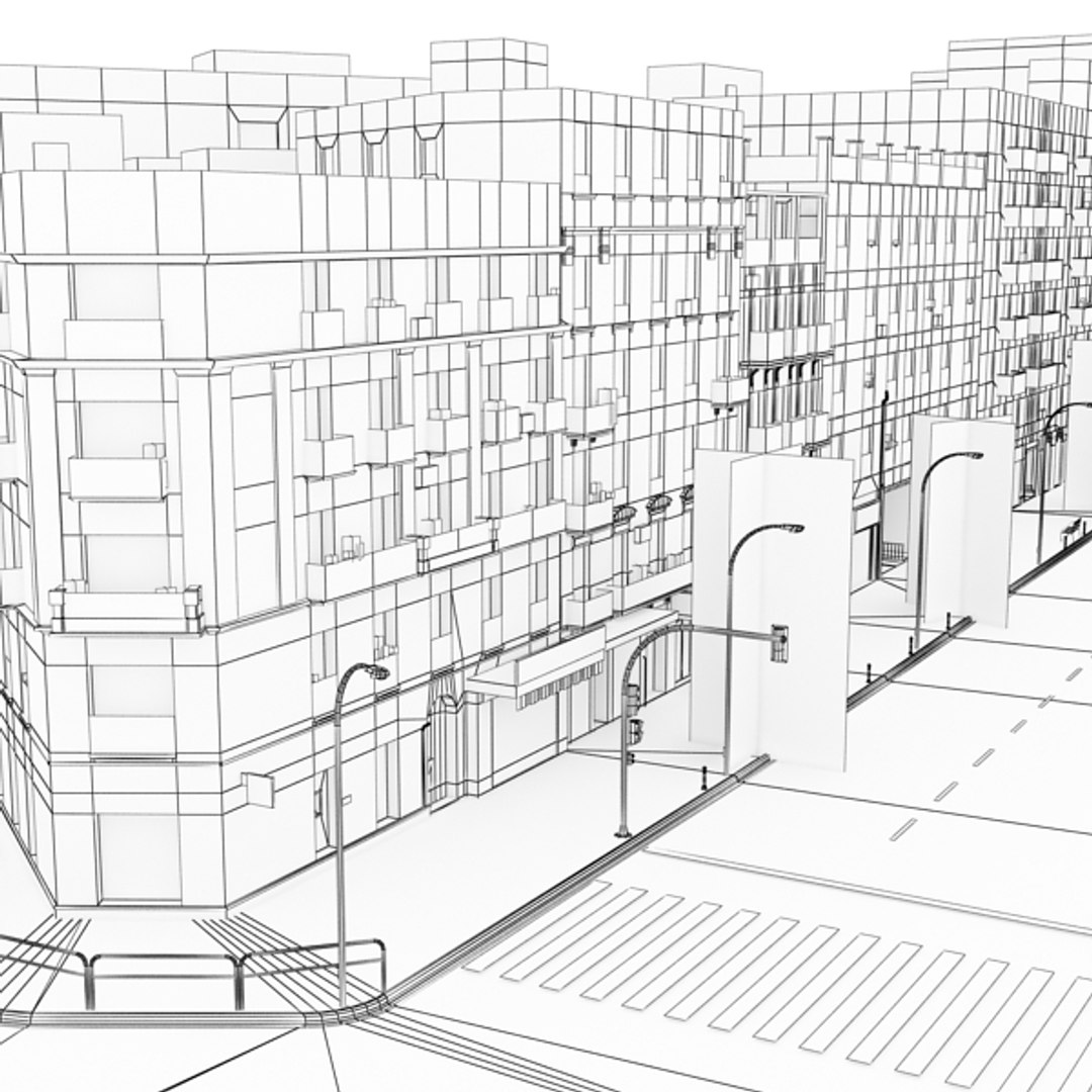 3d model european city block 03