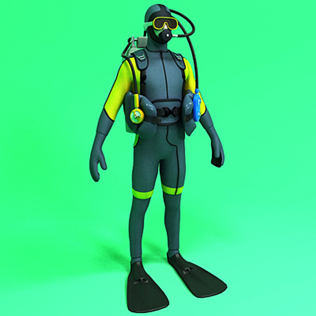 scuba diver 3d model
