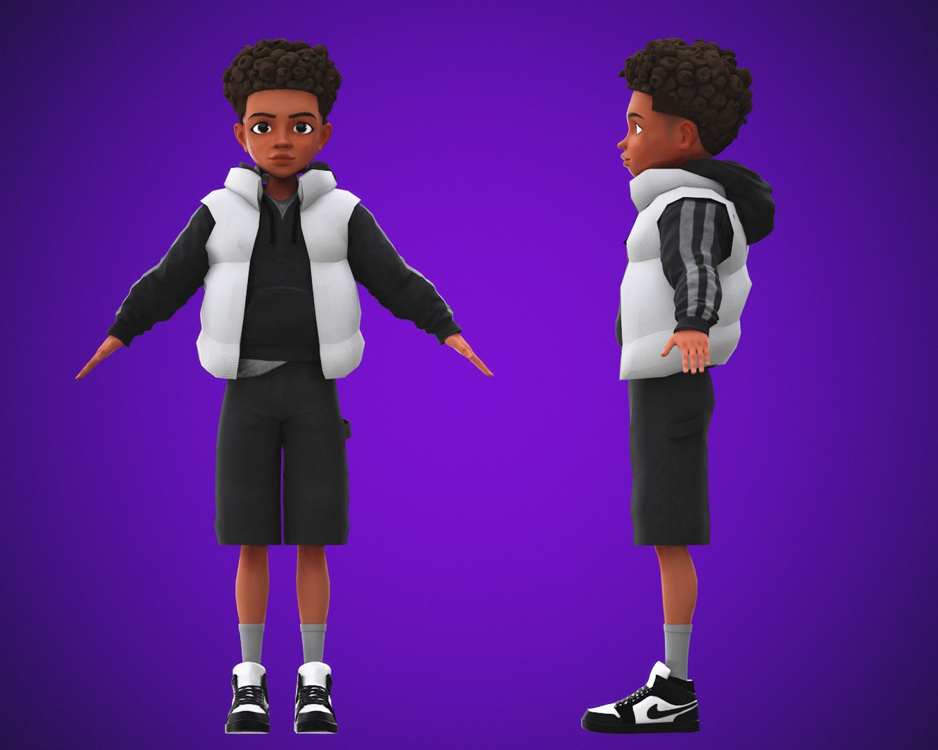 3D Cartoon Game Black Boy Character Rigged Model - TurboSquid 2194998