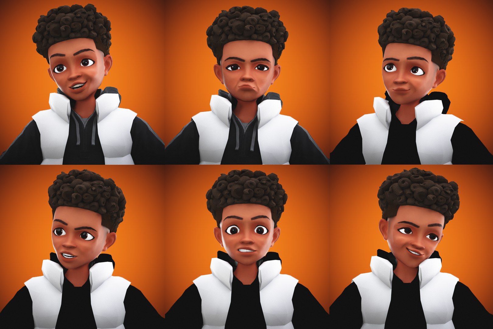 3D Cartoon Game Black Boy Character Rigged Model - TurboSquid 2194998