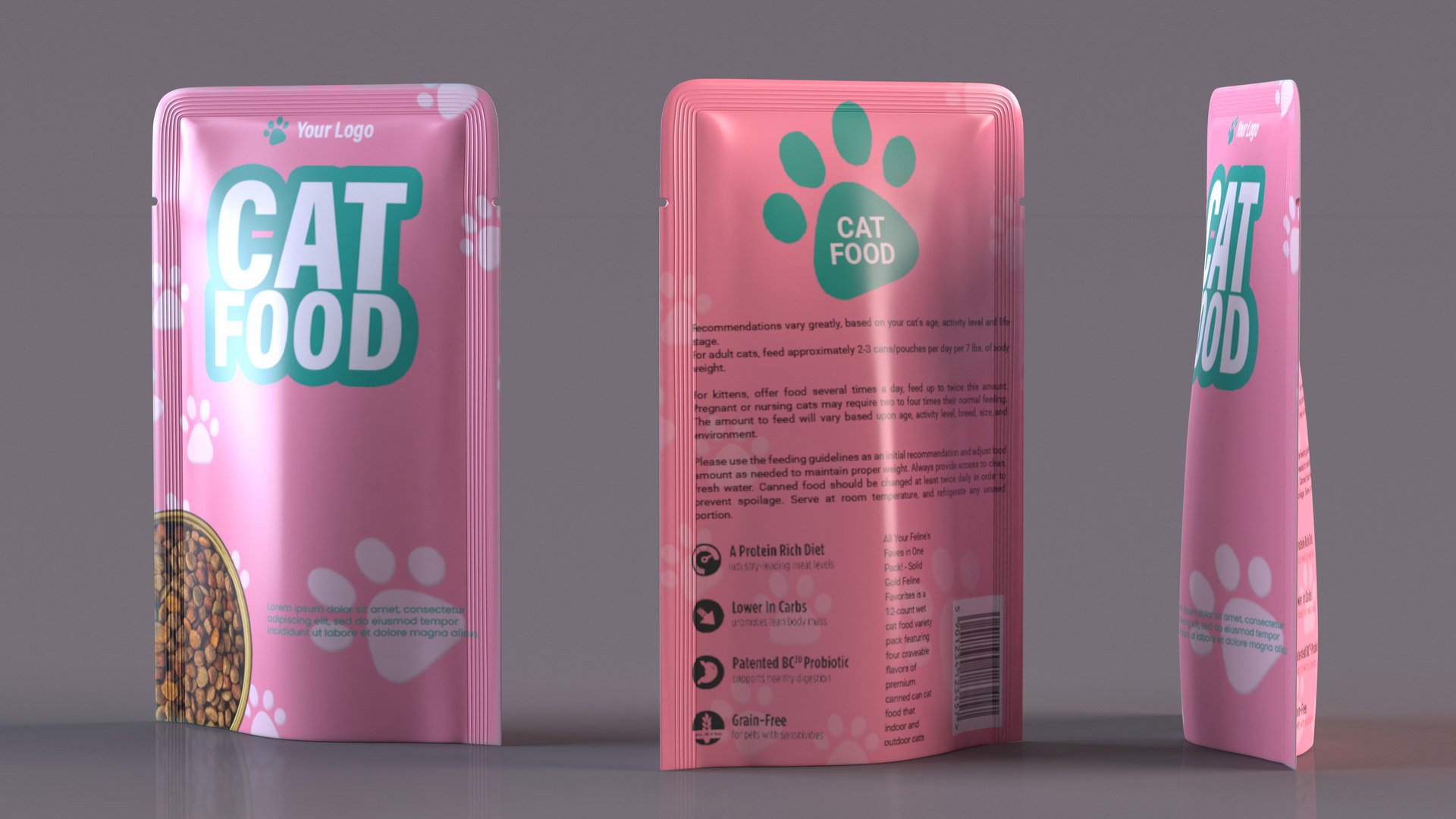 3D Cat Food Pouch Mockup - TurboSquid 2105084