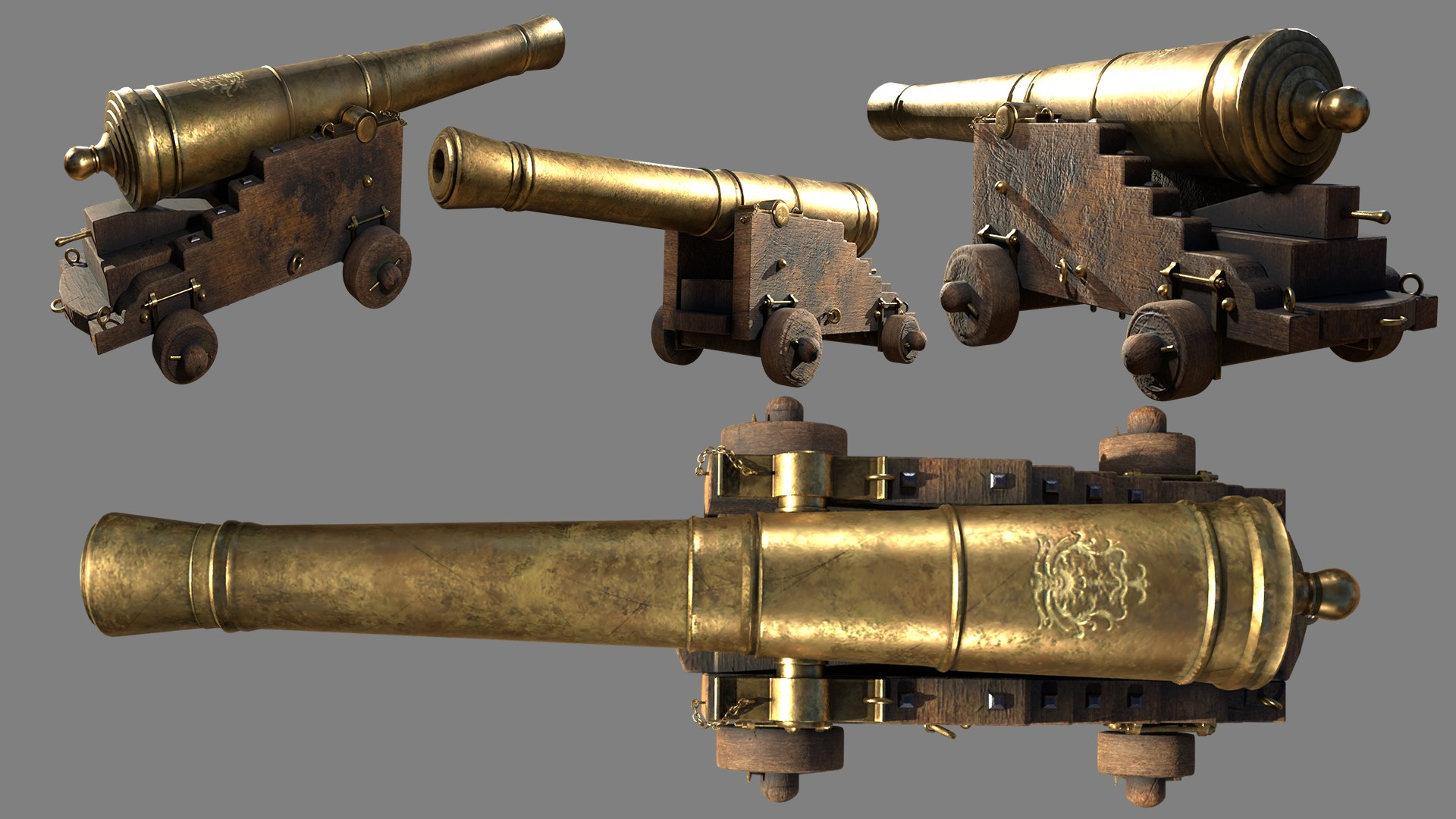 36 Pounder Brass Naval Cannon 3D - TurboSquid 1806346