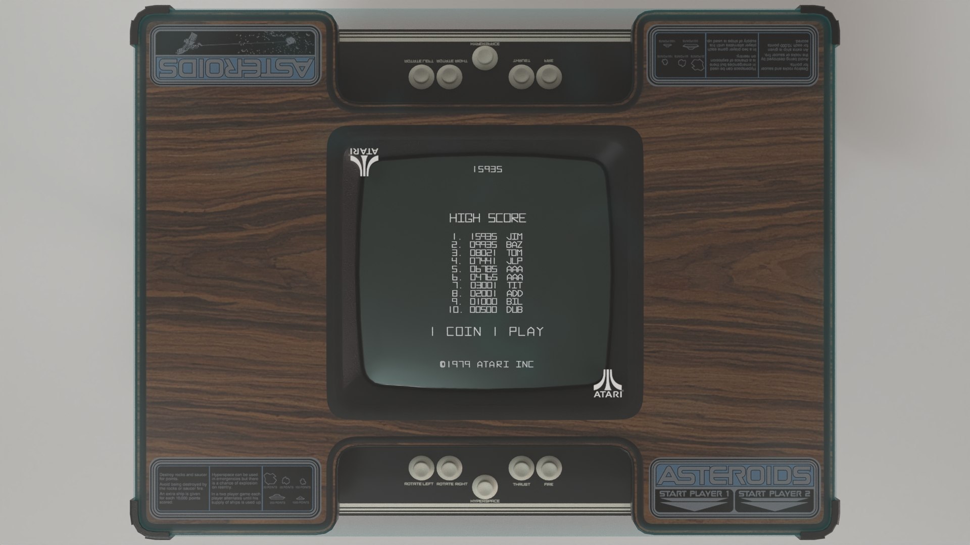 3D Asteroids Arcade Cocktail Cabinet - TurboSquid 2237509