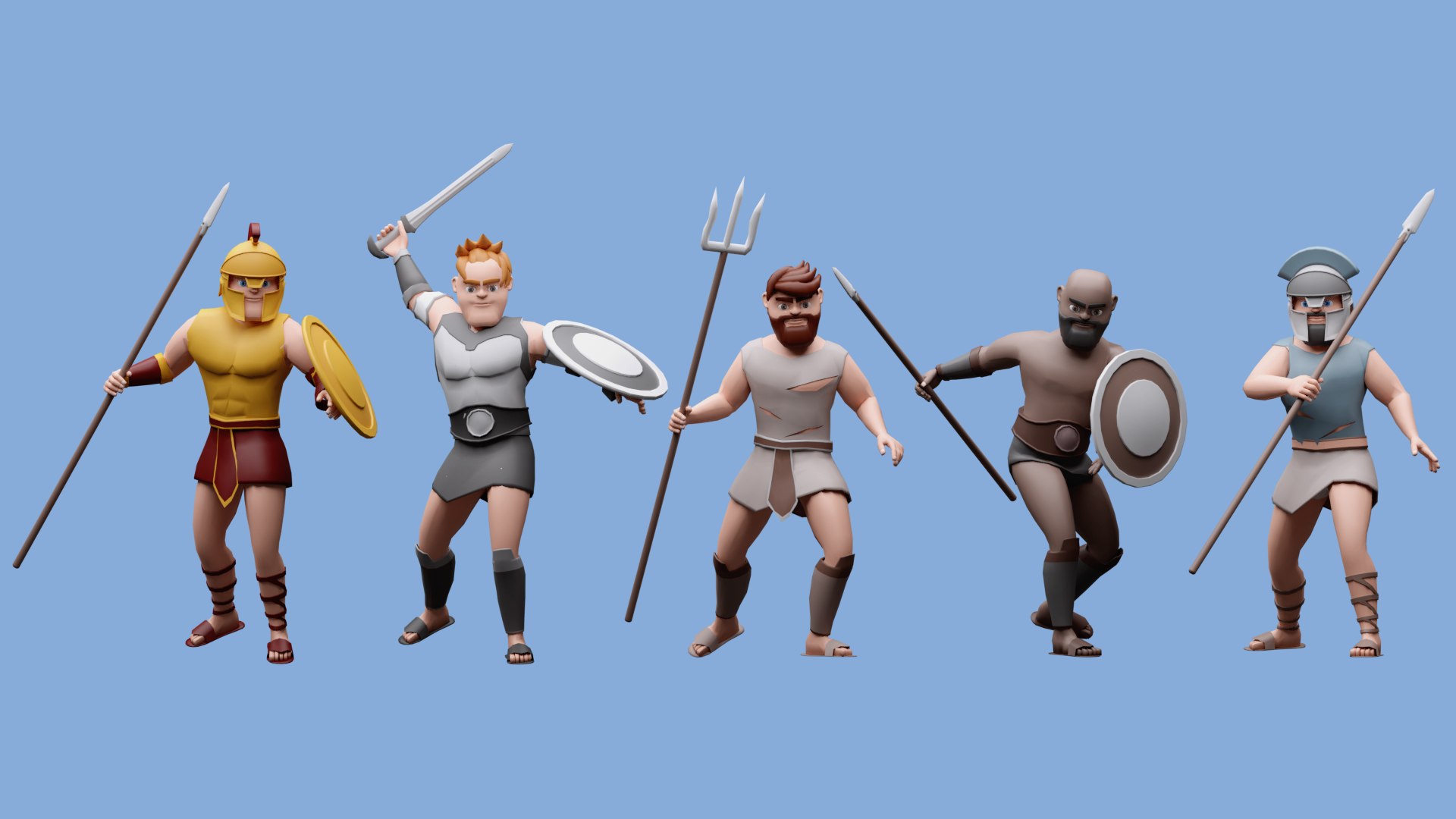 Cartoon characters gladiators 3D - TurboSquid 2099833