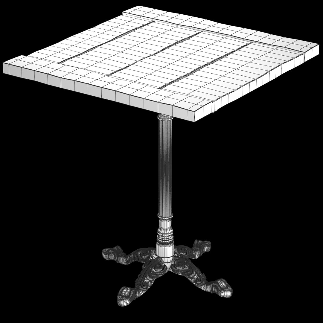 Vintage Restaurant Table Square 3d Model