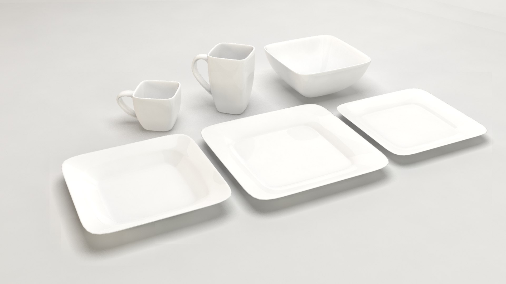 Design Square Dishes 3d Model