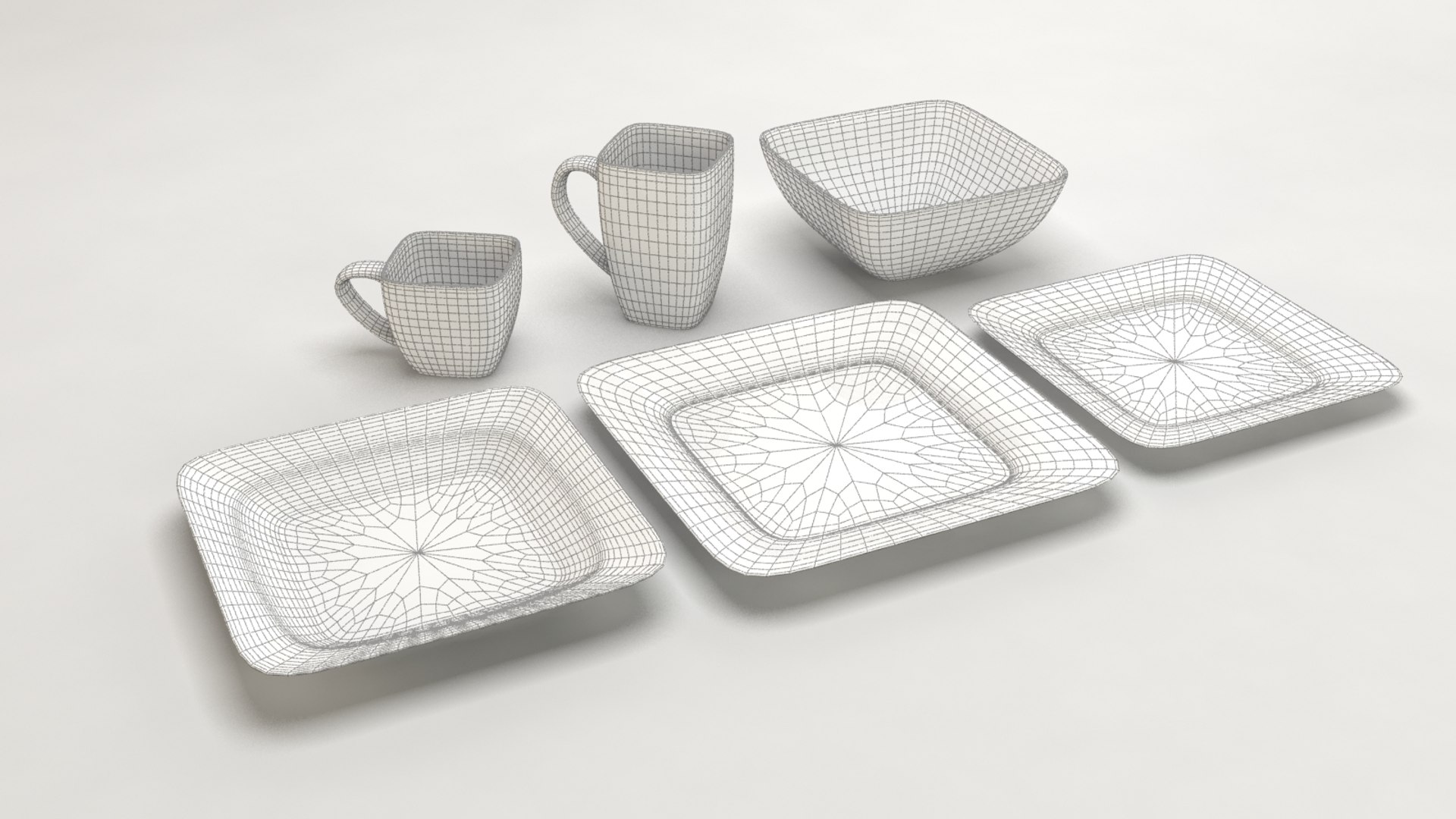 Design Square Dishes 3d Model
