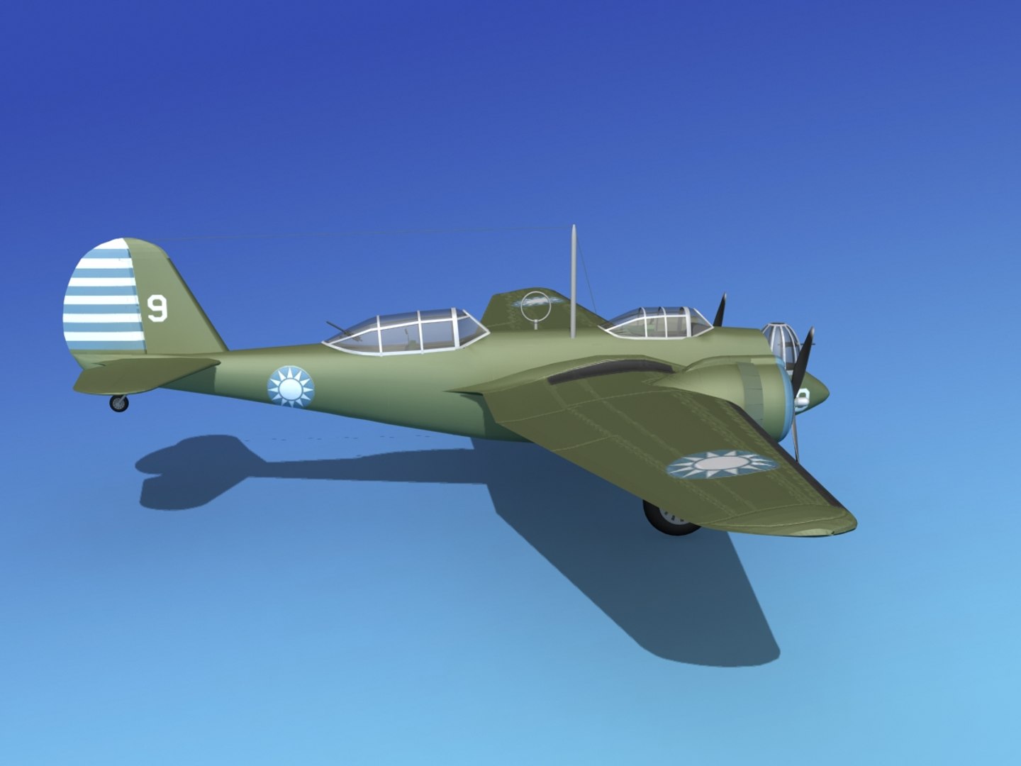 Propellers Martin B-10 Bomber 3d Obj