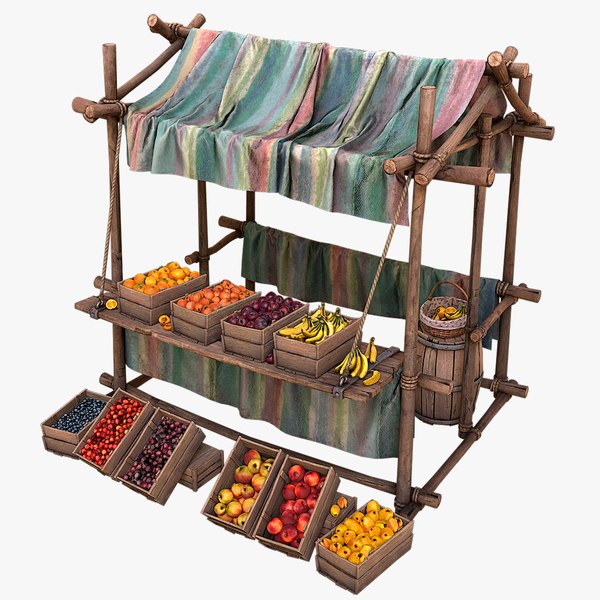 Medieval Market Fruit Stalls Tent Pack 3D model - TurboSquid 1938501