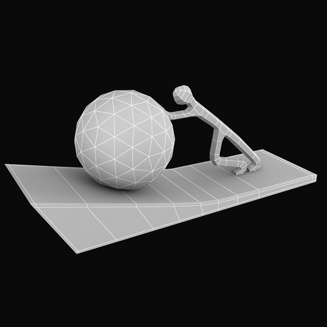 3d Sculpture Pushing Man Model